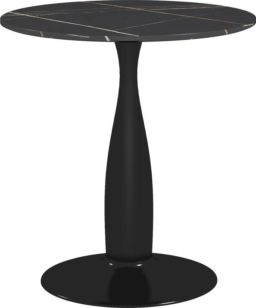 HOMCOM Jídelní stůl, Kulatý kuchyňský stůl, Moderní jídelní stůl Konferenční stolek s ocelovým rámem, Barový stůl pro 2 osoby, Ø70 x 74 cm, Černá bar…