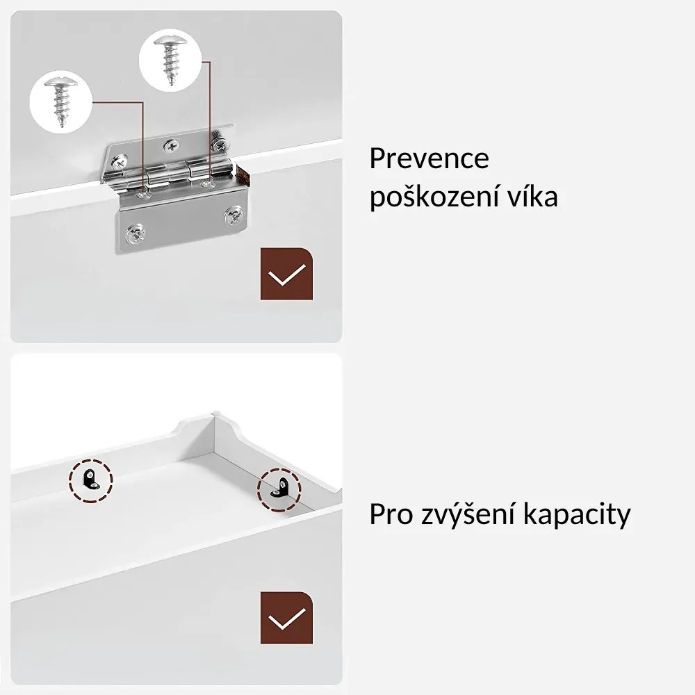 Truhlice na sezení TANJA, 100x40x46cm, bílá Vasagle