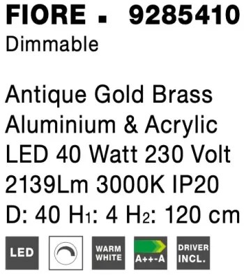 LED lustr Fiore 40 zlaté