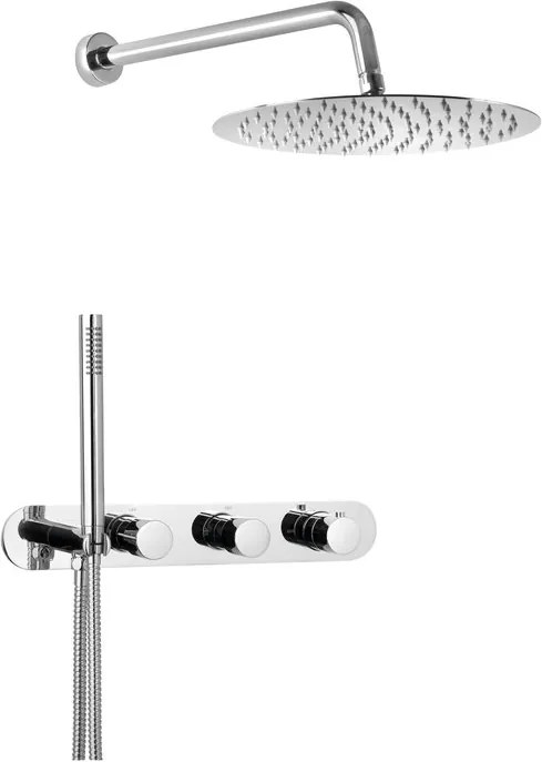 Sapho Sapho, Podomítkový sprchový set s termostatickou baterií a držákem ruční sprchy, 2 výstupy, kulatá, chrom, MB623-02
