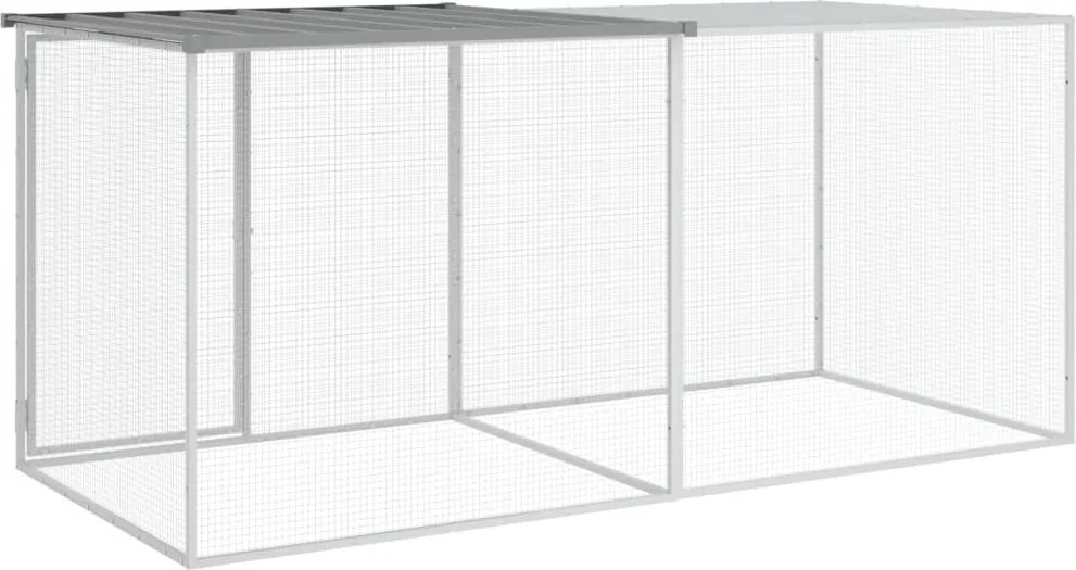 Klec pro kuřata se střechou světle šedá 203 x 98 x 90 cm ocel 3189044