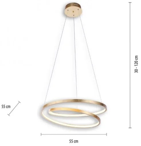 Paul Neuhaus 2472-12 - LED Stmívatelný lustr na lanku ROMAN LED/30W/230V zlatá