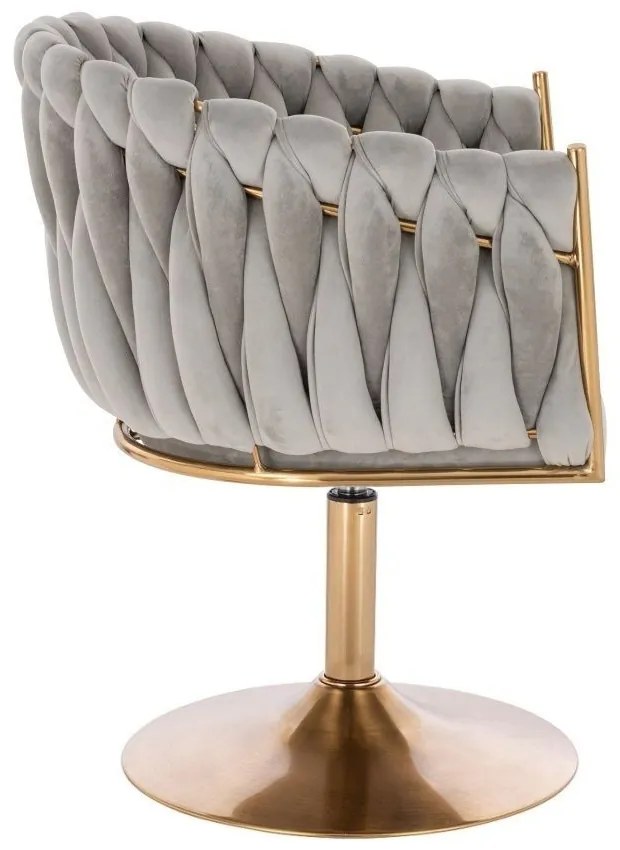LuxuryForm DESIGN Otočná židle NORDEN VELUR na zlatém talíři - světle šedá