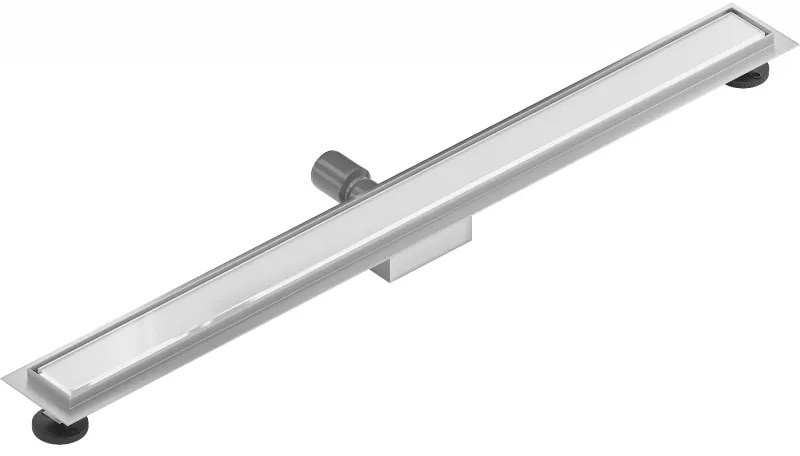 Mexen Flat nerezový sprchový žlab 80 cm vzor bílé sklo, 1027080-15