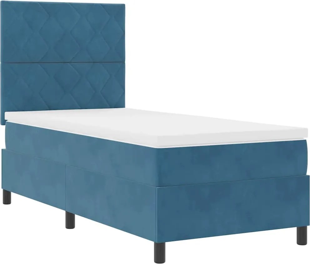 Postel s boxspringem s čelo Tmavě modrá 90 x 200 cm samet 3339876