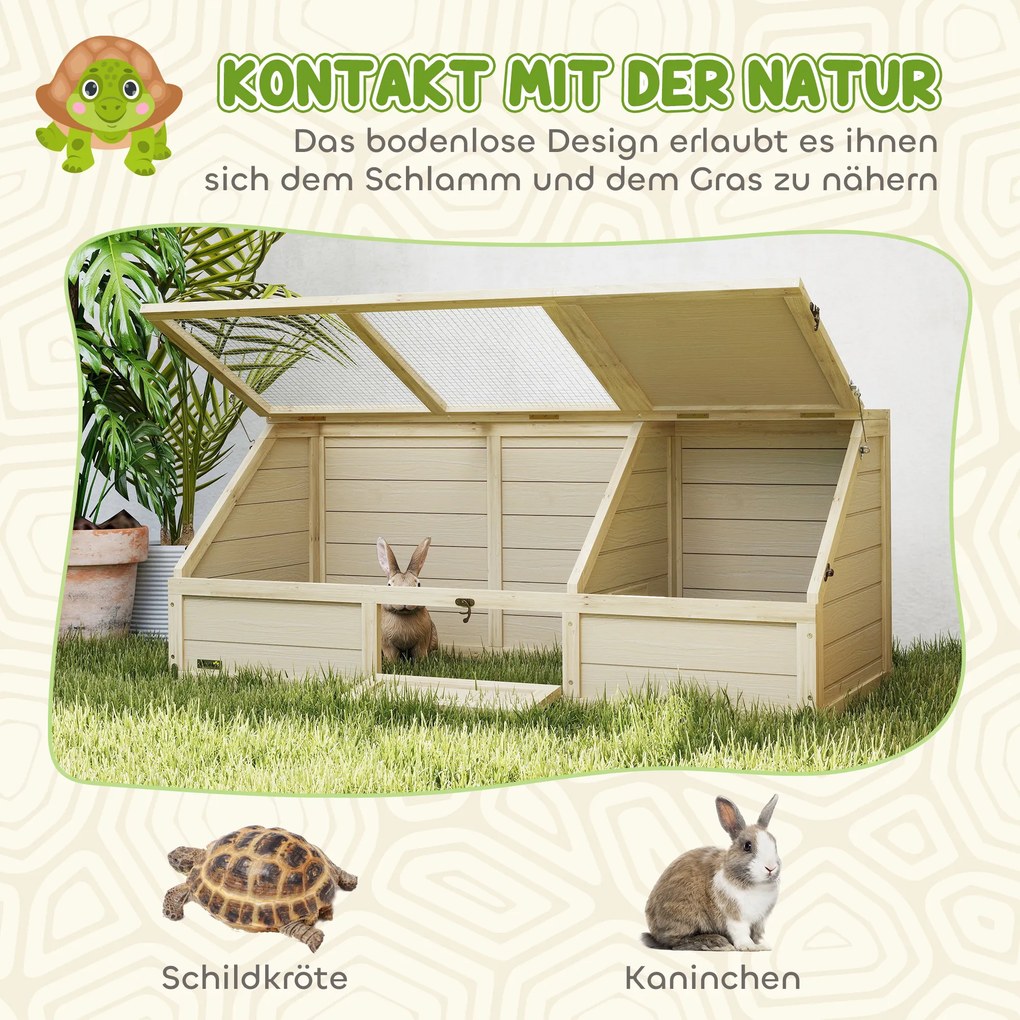 PawHut Krabička na želvy, venkovní výběh pro želvy, bezpodlahový design, snadno otevřitelné, dům pro želvy, přírodní