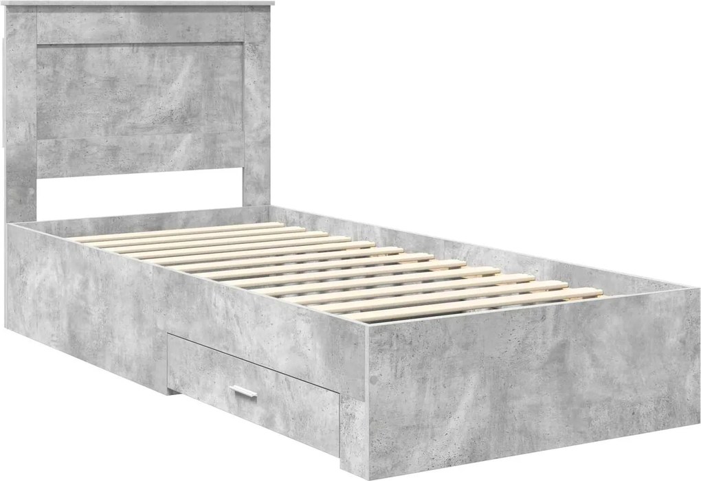 Rám postele s čelo Betonově šedá 100 x 200 cm Kompozitní dřevo 3410353