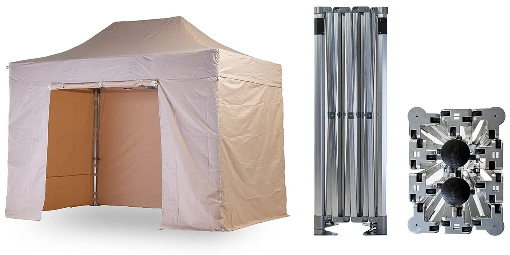 Nůžkový párty stan 3x4,5 m TENTino BIG HEXAGON Barva opláštění: 3A - BÉŽOVÁ
