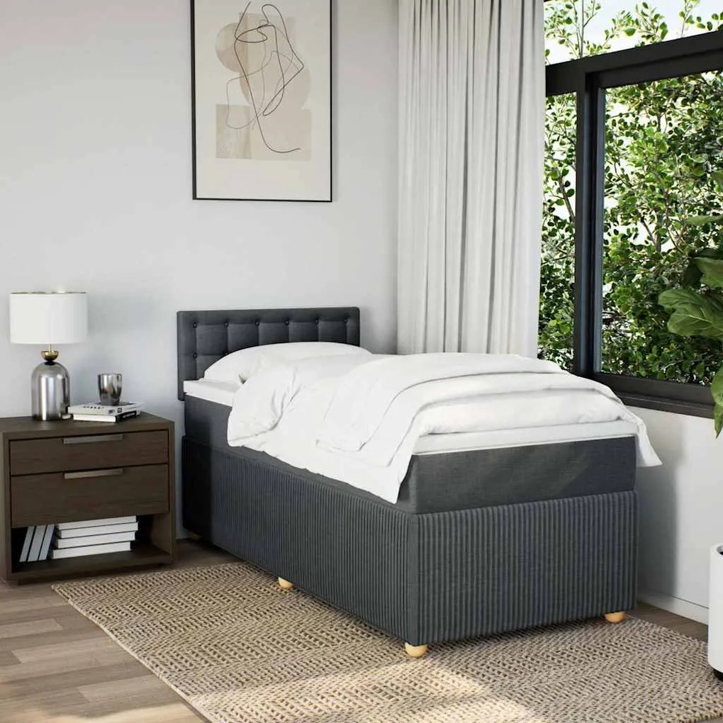Box spring postel s matrací tmavě šedá 90x190 cm textil 3289626