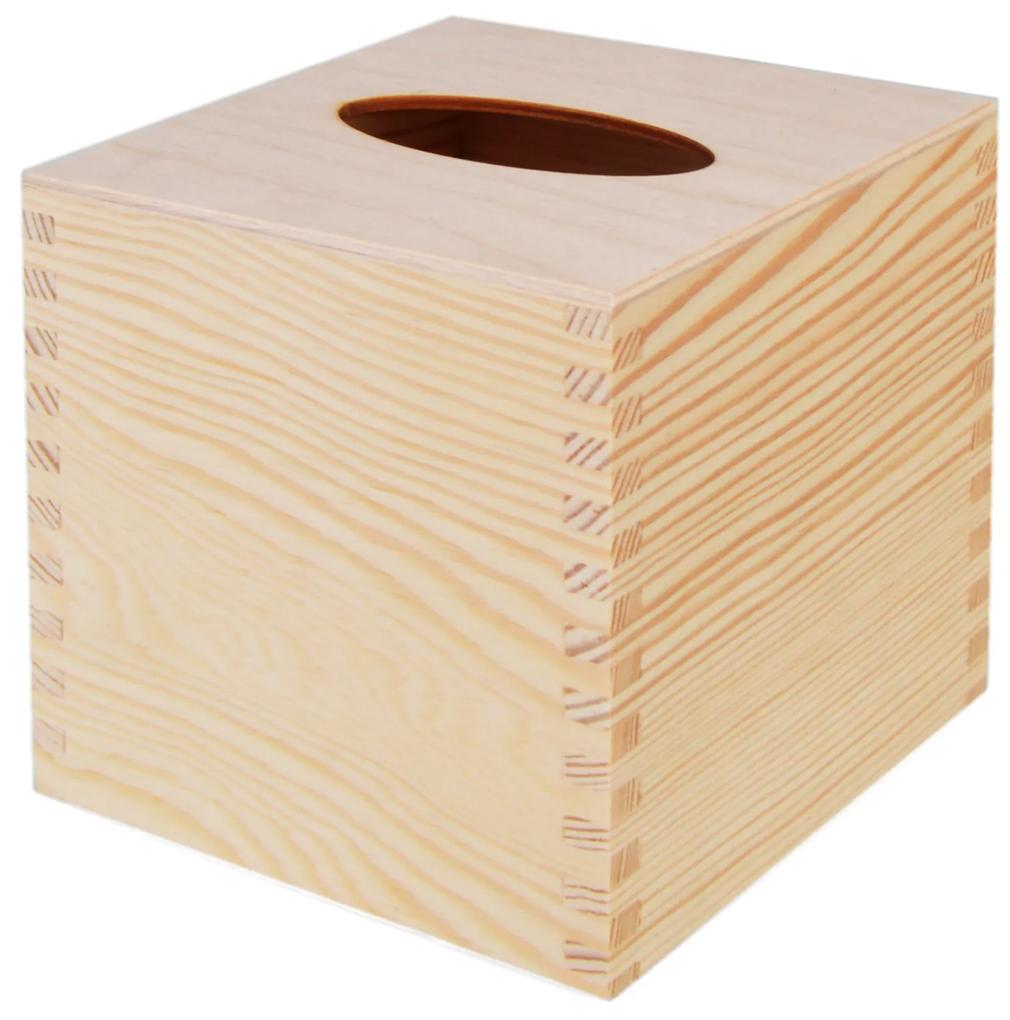 Dřevěná krabička na papírové kapesníky, čtvercová s výsuvným dnem - 2. jakost