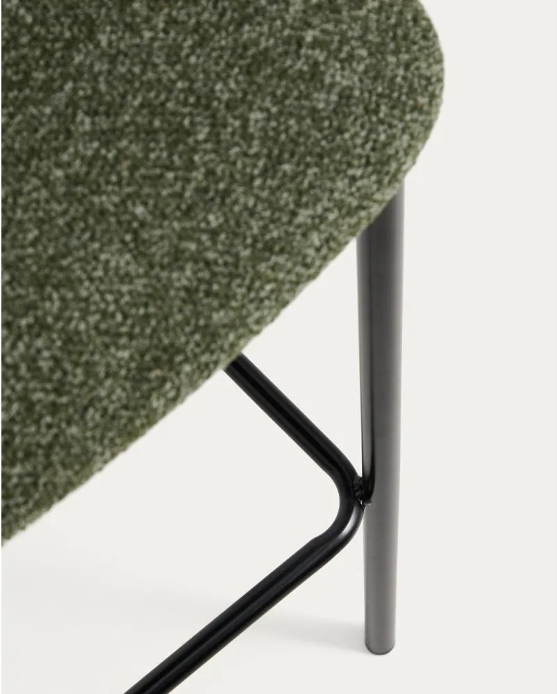 Tmavě zelená čalouněná barová židle (výška sedáku 75 cm) Ciselia – Kave Home