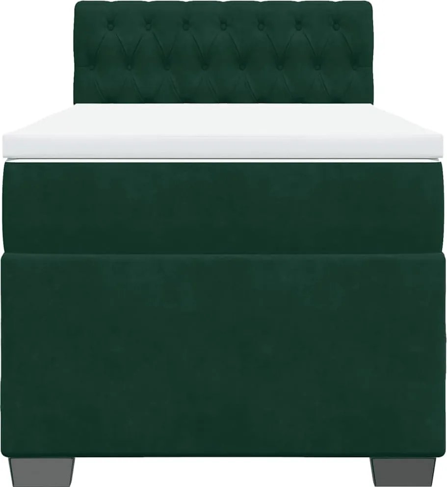 Box spring postel s matrací tmavě zelená 90x200 cm samet 3288519
