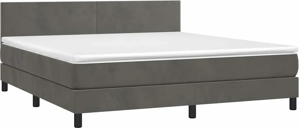 Box spring postel s matrací a LED tmavě šedá 160x200 cm samet 3134292