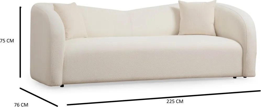 Třímístná pohovka Asos 225 cm bouclé krémová