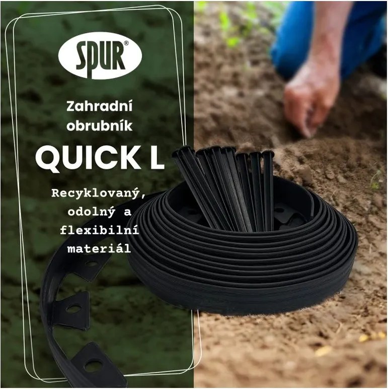 SPUR Zahradní obrubník- QUICK L - profil (40mm) 10 m, 20 hřebíků v balení