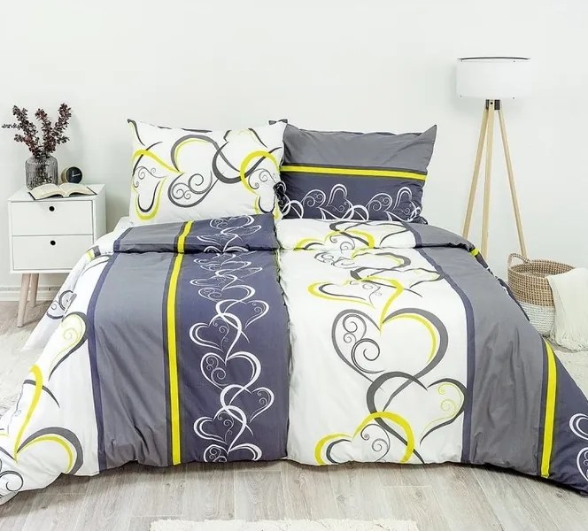Stanex povlečení krep srdce zelená (LS230) 140x200, 70x90 cm