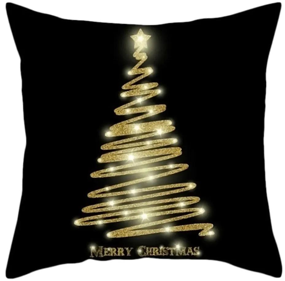Vánoční povlak na polštář 3D Zlatý strom, 45x45cm černý
