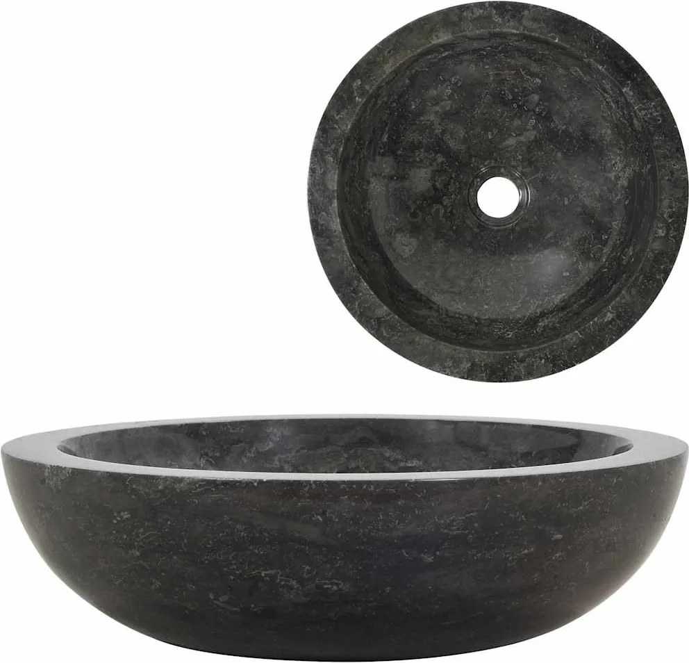 Umyvadlo 40 x 12 cm mramor černé 142774
