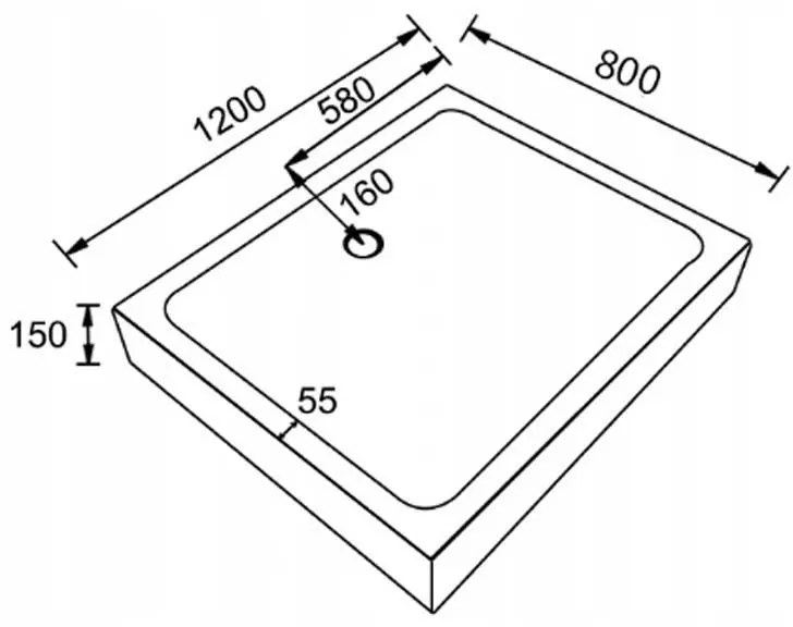 BPS-koupelny Obdélníková akrylátová sprchová vanička HYD-OSV-SXL03E 120x80 bílá