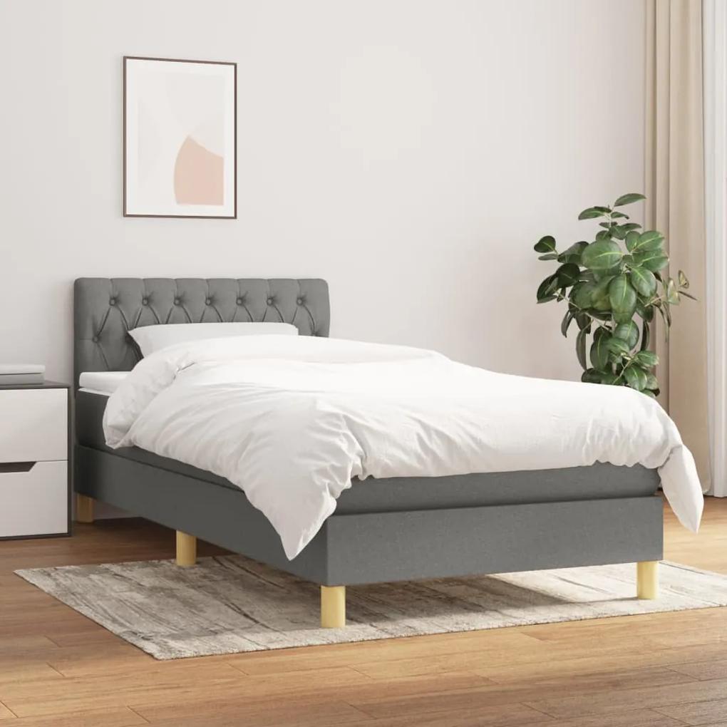 Box spring postel s matrací tmavě šedá 90x190 cm textil,  3140818