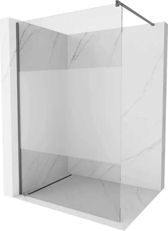 Mexen Kioto, sprchová zástěna Walk-In 70 x 200 cm, 8mm čiré sklo-námraza, grafitový profil, 800-070-101-95-35