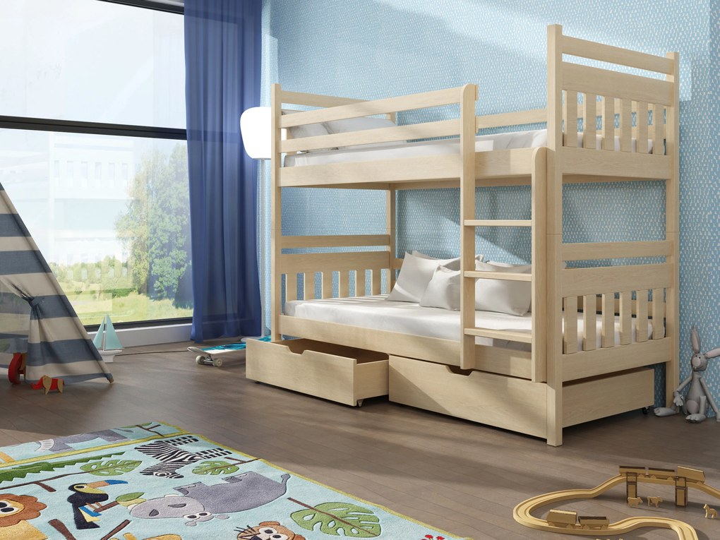 Dětská postel 90 cm ARAS (s roštem a úl. prostorem) (borovice). 1013425