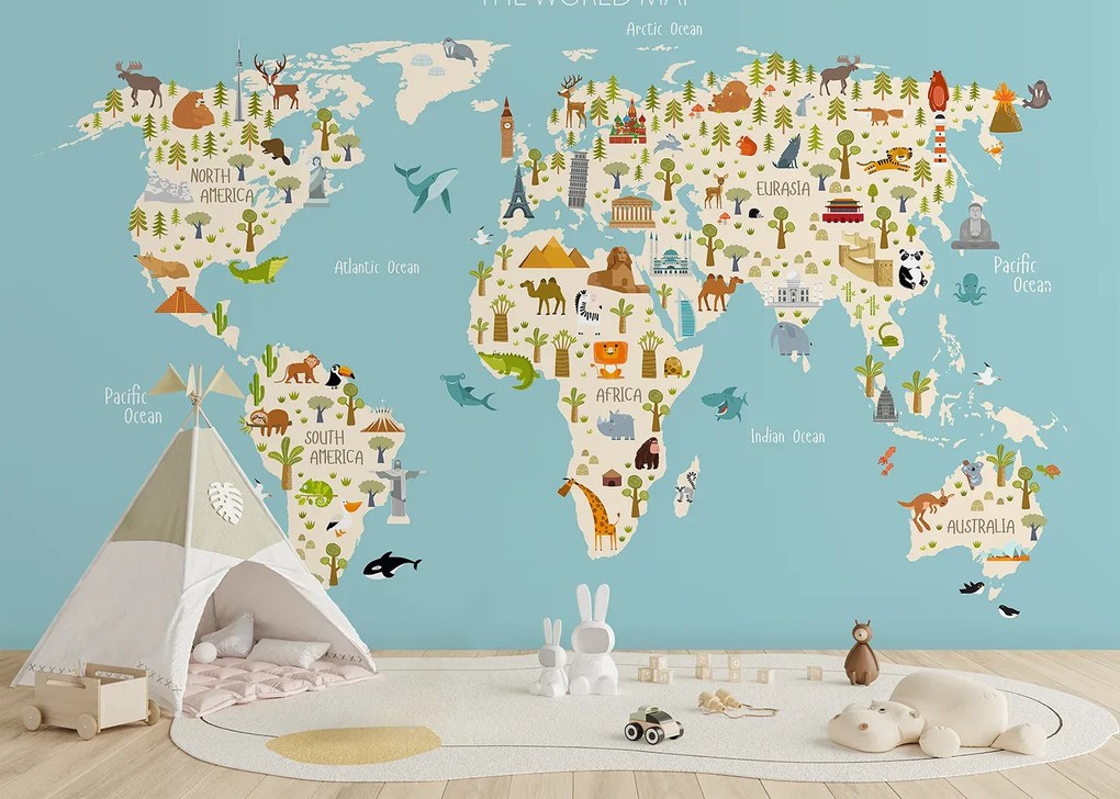Dětská fototapeta na míru Mapa Malého Objevitele | Vliesová fototapeta na zed' | DFTD5P 352437