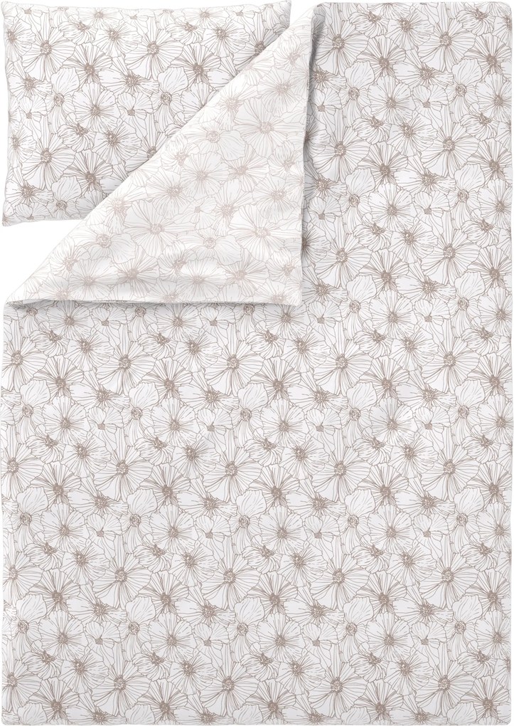 Livarno® Ložní povlečení z jemného flanelu, 140 x 200 cm, 70 x 90 cm (květiny/hnědošedá)