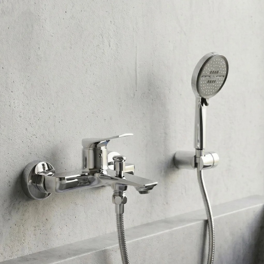 Rea Vision Premium, nástěnná vanová baterie s ruční sprchovou soupravou, chromová, REA-B6739