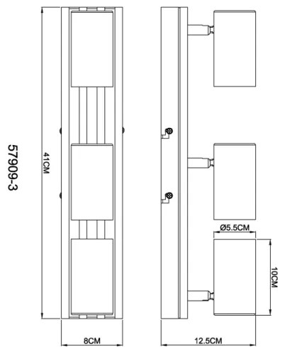 Globo 57909-3 - Bodové svítidlo KAYDEN 3xGU10/25W/230V černá