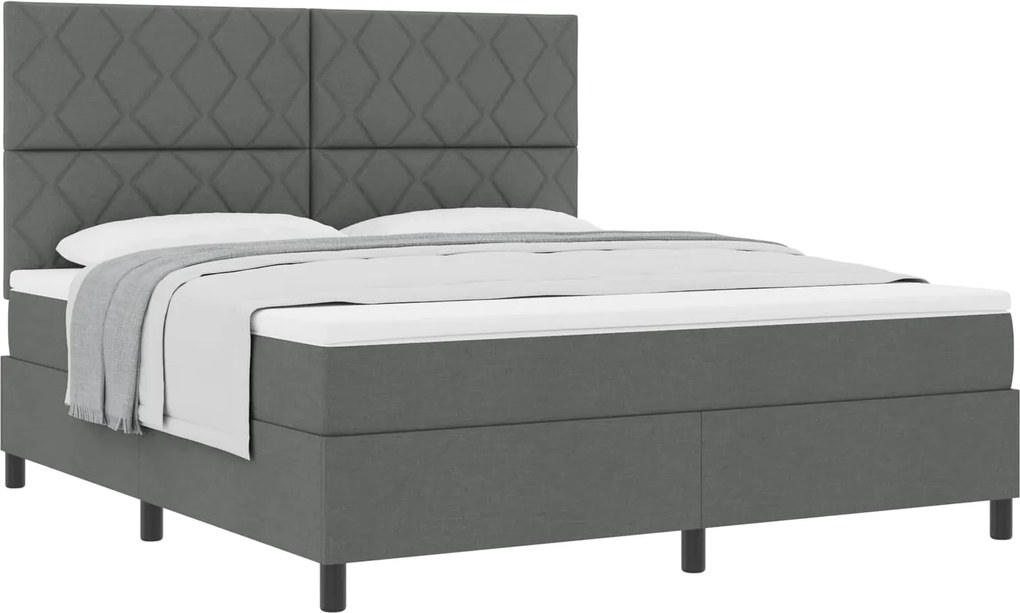 Postel s boxspringem s čelo Tmavě šedá 180 x 200 cm textil 3339484