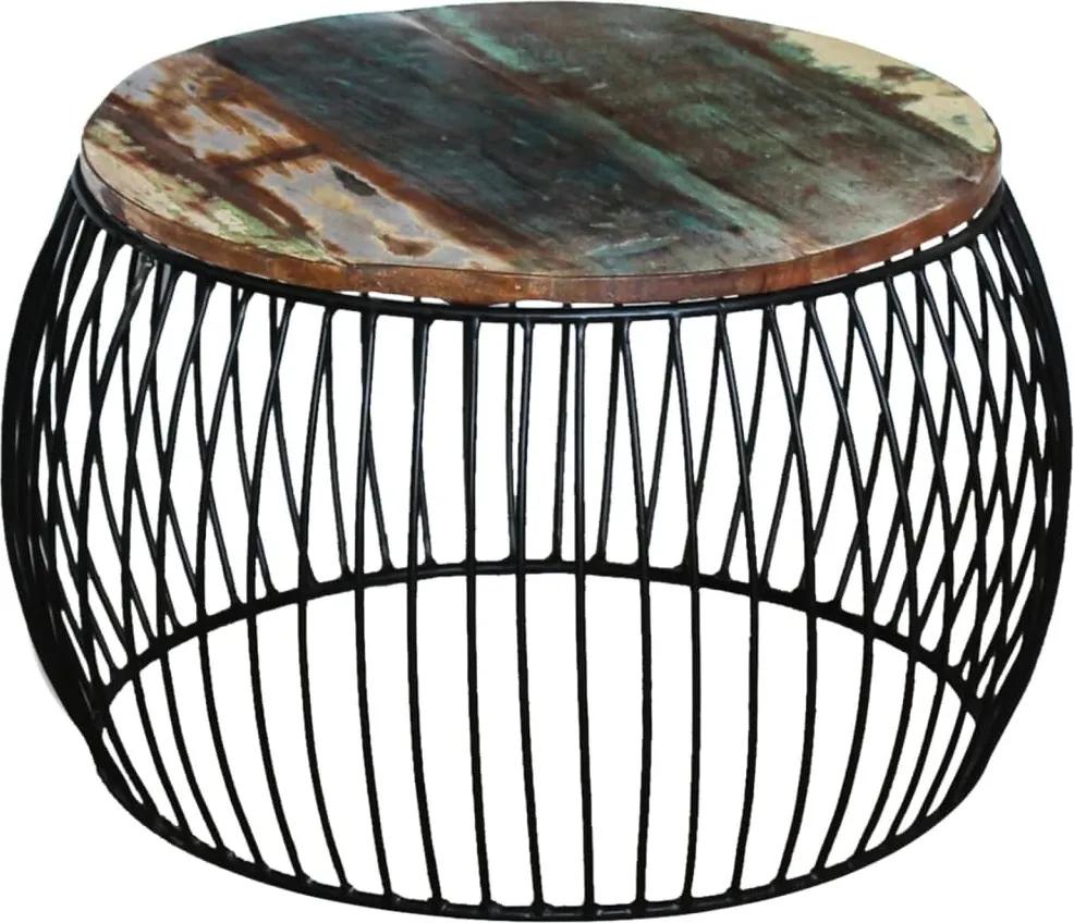 vidaXL Konferenční stolek kulatý masivní recyklované dřevo 68 x 37 cm [243300]
