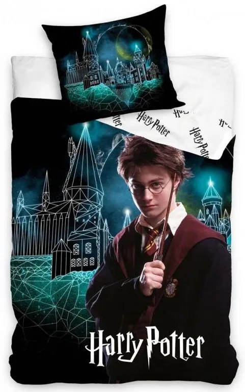 Dětské povlečení carbotex oboustranné harry potter kouzelné bradavice 140x200 cm
