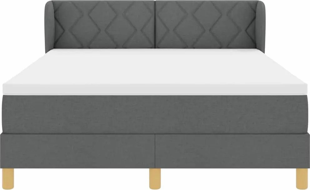 Postel s boxspringem s čelo Tmavě šedá 140 x 200 cm textil 3340277