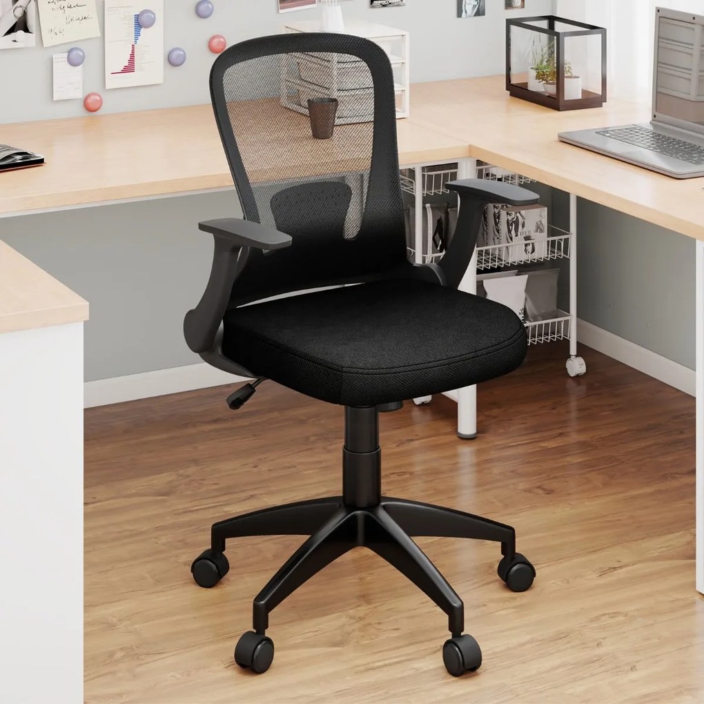 Costway Kancelářské křeslo ergonomické otočné křeslo se sklopnými područkami