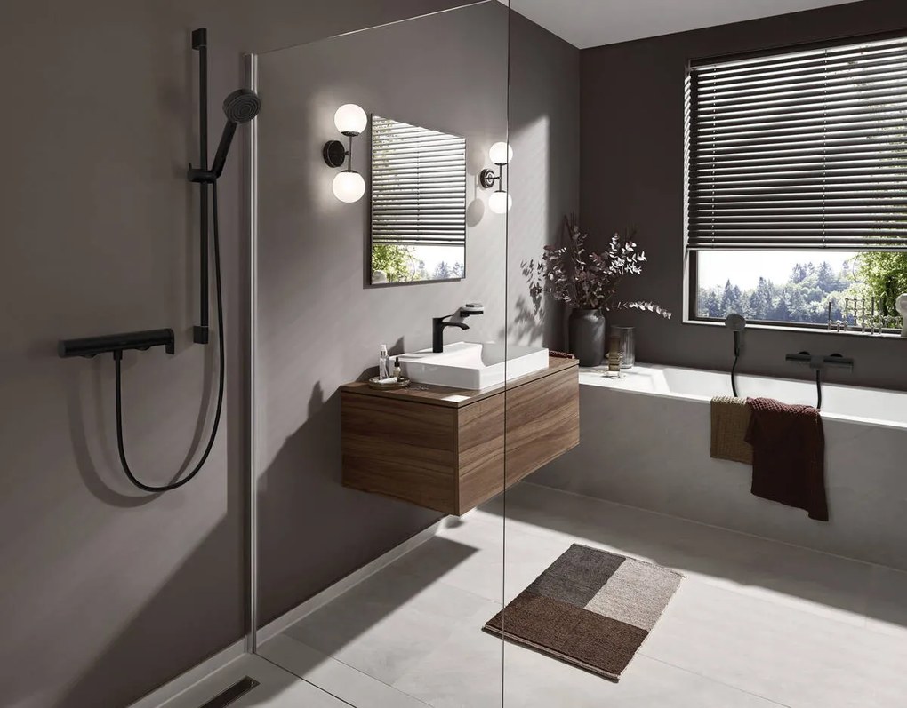 Hansgrohe Vivenis, nástěnná sprchová baterie, černá matná, 75620670