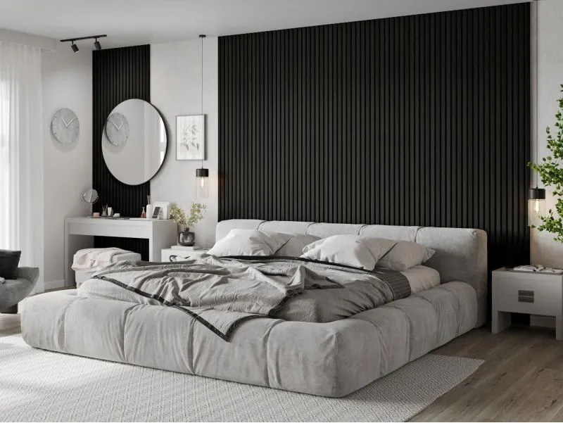 Mexen Lam-F, akustické stěnové lamely 275 × 30 cm, plstěný podklad 8 mm, technická dýha, dub černý stříbřitý, S105-275307-3015-025