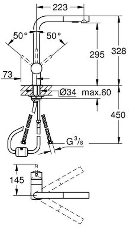 Grohe Minta - Dřezová baterie stojánková s výsuvnou duální sprchou, chrom 30274000