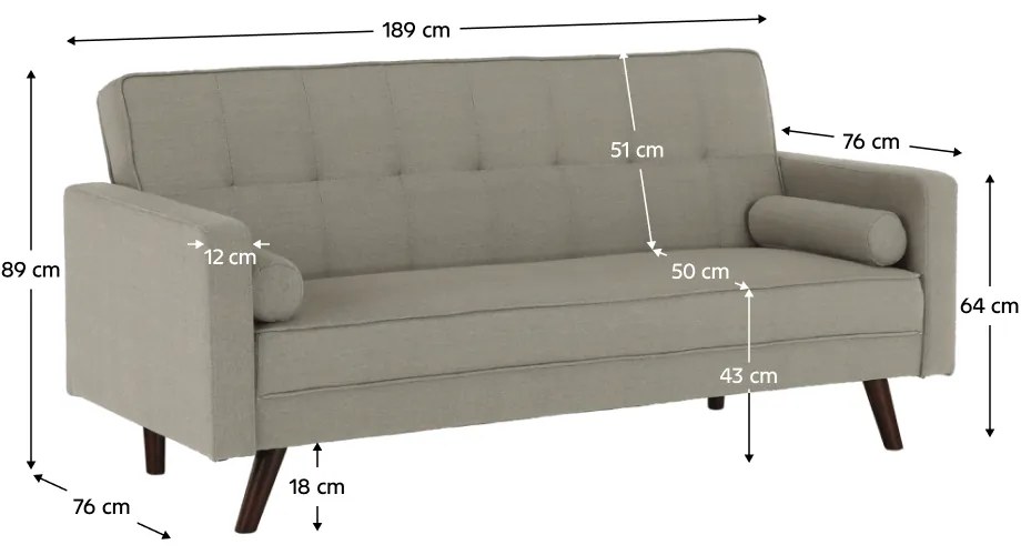 Kondela Rozkládací pohovka, šedohnědá TAUPE látka, OTISA