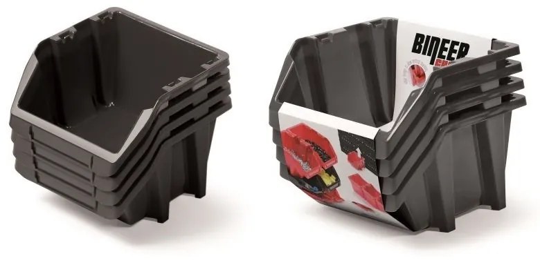 Kistenberg Set úložných boxů 4ks BINEER SHORT 272x238x160 mm černý