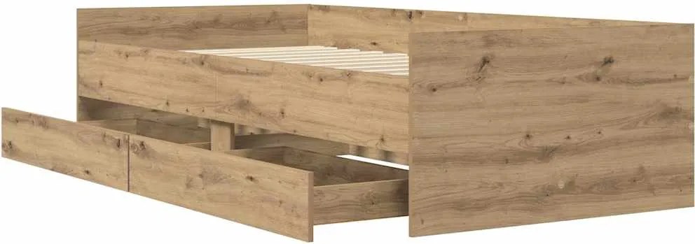 Rám postele Artisanový dub 90 x 200 cm Masivní borové dřevo 3403205