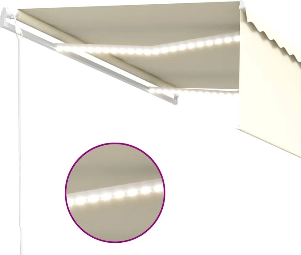 Automatická markýza roleta LED a senzor větru 4 x 3 m krémová 3069312