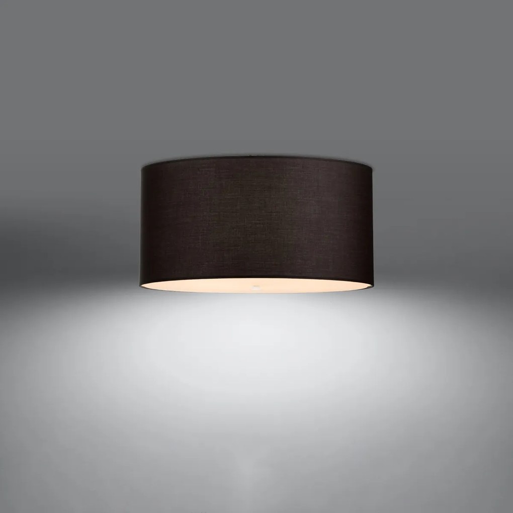 Stropní svítidlo Otto, 1x černé textilní stínítko, (bílé sklo), (fi 50 cm)