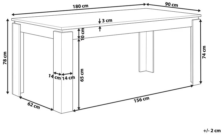 Jídelní stůl 180 x 90 cm tmavé dřevo VITON Beliani