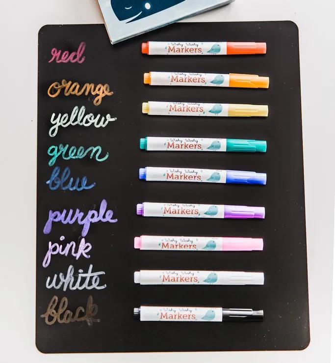 Sada 9 smývatelných barevných fixů Wishy Washy Markers