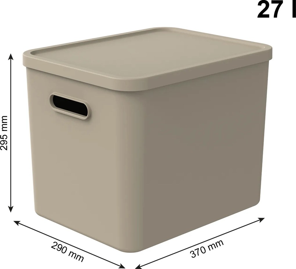 Rotho Úložný box, rovný s víkem, 27l, béžová ALBU LIGHT, 37x29x30
