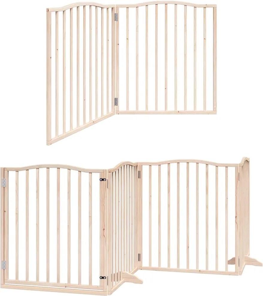 Zábrana pro psy s dvířky skládací 8 panelů 640 cm topol 3155614