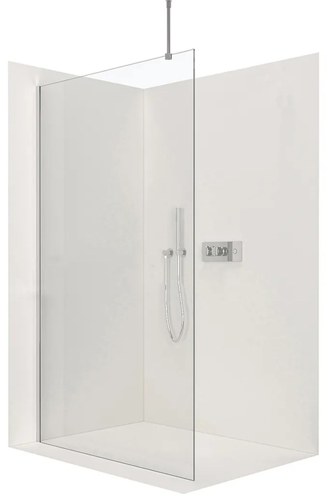 CERANO - Sprchová zástěna Walk-in Onyx Top L/P - kulatá vzpěra - chrom, transparentní sklo - 130x200 cm, CER-CER-8050BD1700