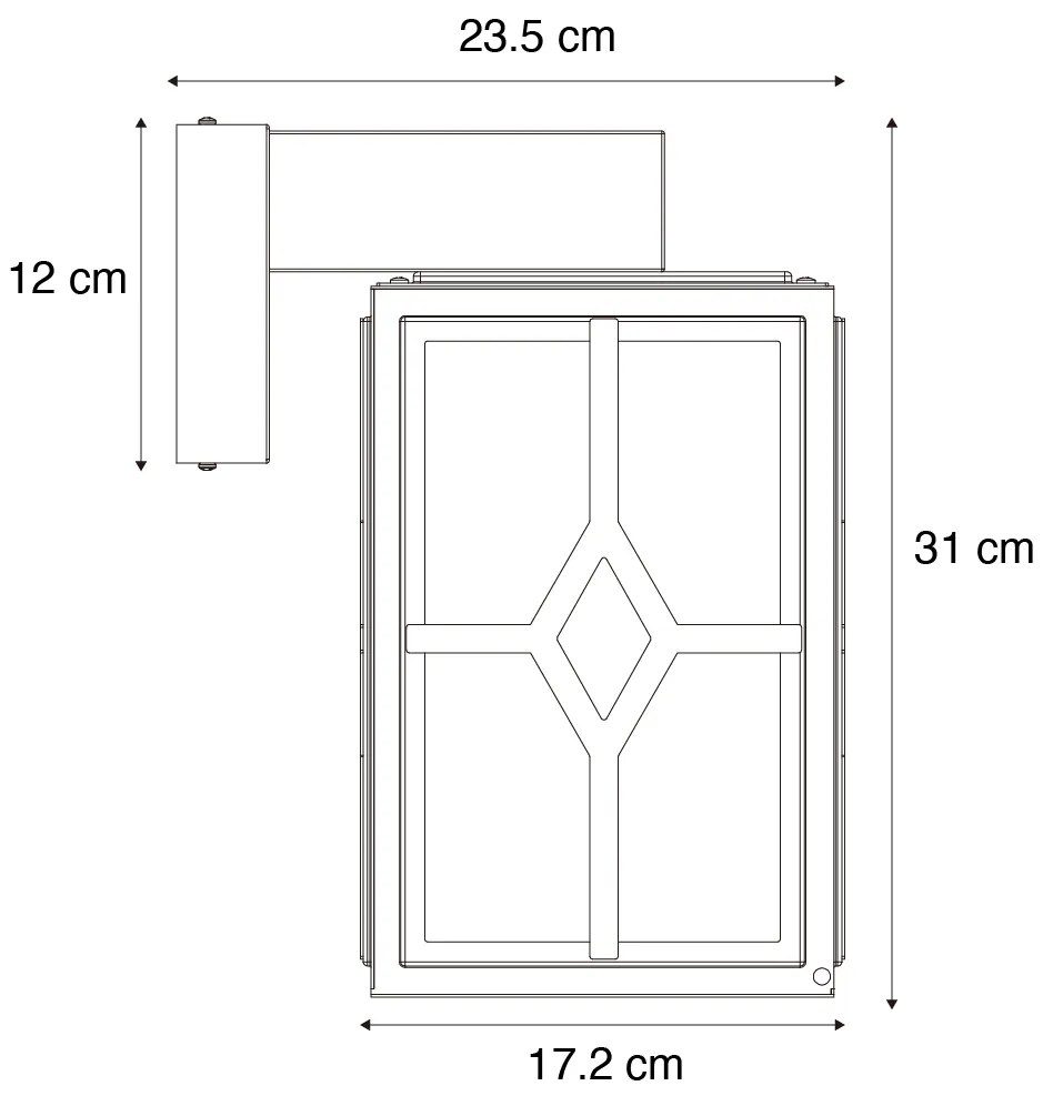 Klasická venkovní nástěnná lampa černá IP44 - Dover