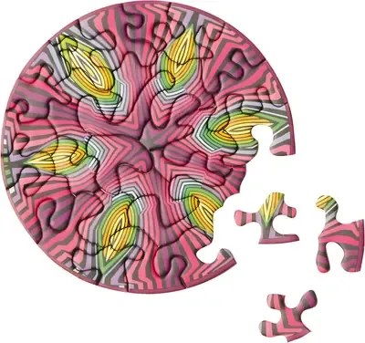 CURIOSI Kulaté puzzle Picoli: Hippie / 33 dílků / průměr 9 cm